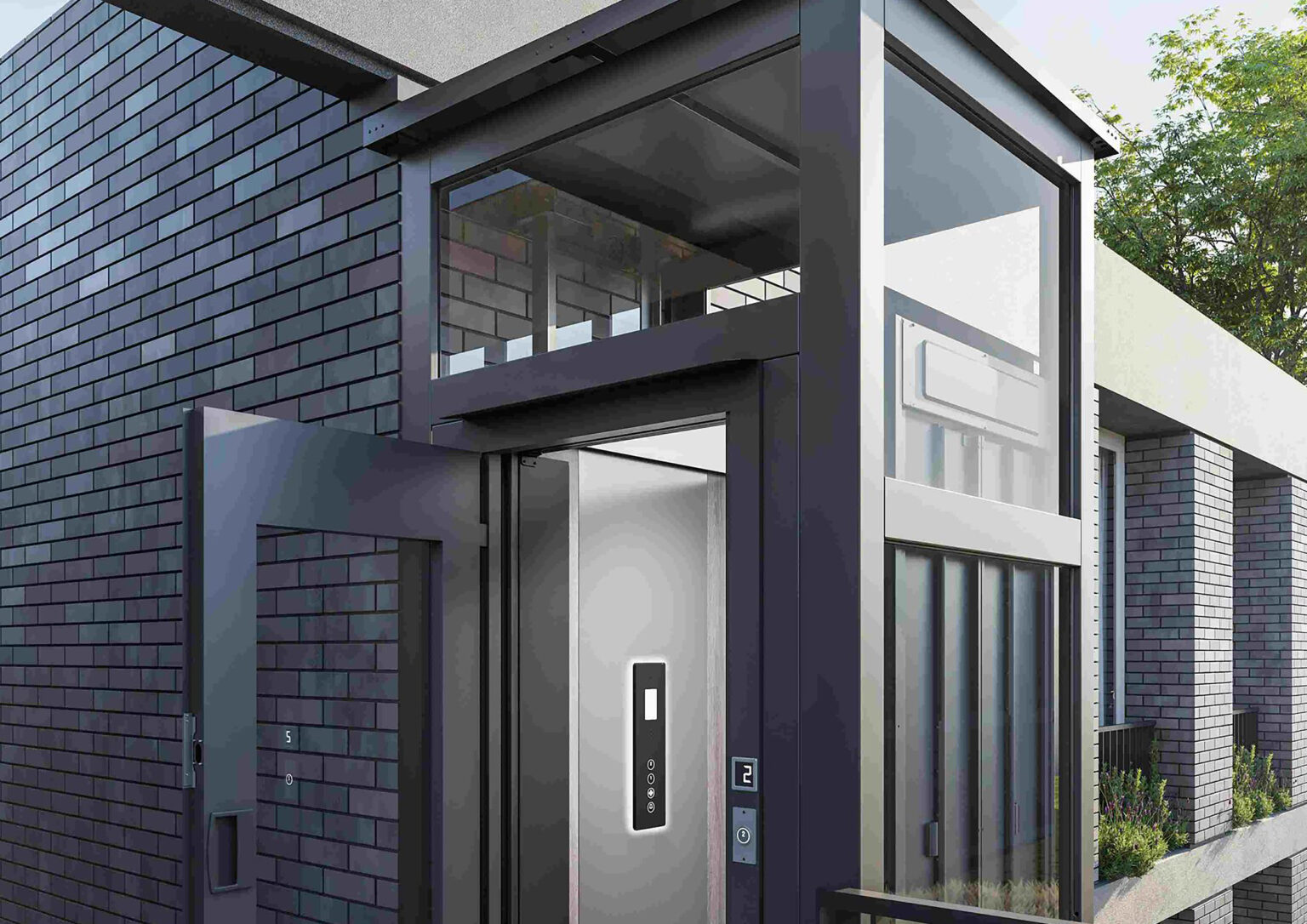 Swing Door Traction Home Lift Adjacent “L” Pattern Opening – ASB HOME LIFTS